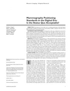 Mammography Positioning Standards in the Digital Era: Is the Status Quo ...