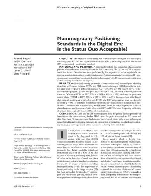 Mammography Positioning Standards in the Digital Era: Is the Status Quo ...