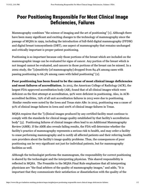 Poor Positioning Responsible For Most Clinical Image Deficiencies ...