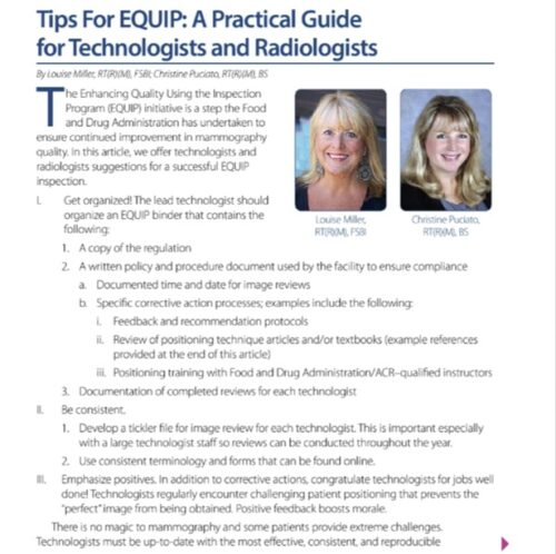 Tips for EQUIP: A Practical Guide for Technologists and Radiologists ...