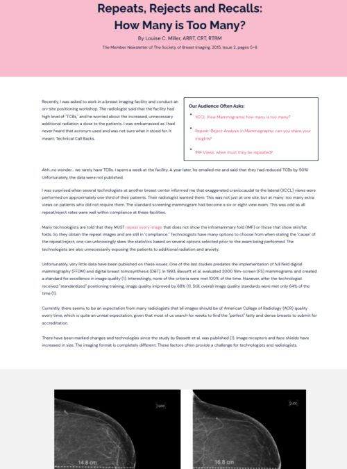 The Rundown on Repeats and Rejects – Mammography Educators